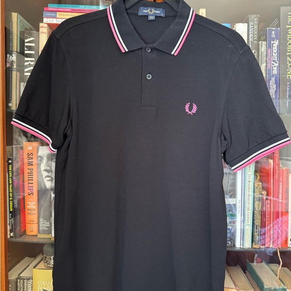 Fred Perry | Shirts | Fred Perry Black And Pink Polo Shirt Iconic ...